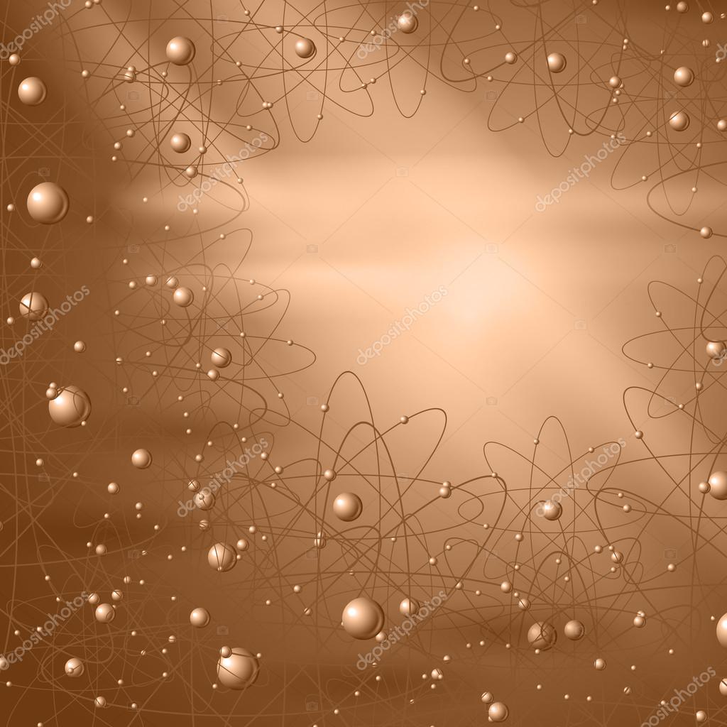 Abstract brown background with orbital models of atom Stock Vector ...