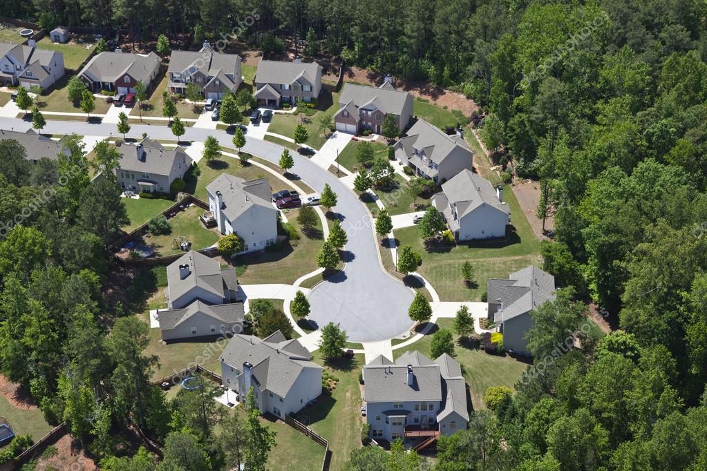 Modern Middle Class Suburbia Aerial Eastern USA — Stock Photo ...