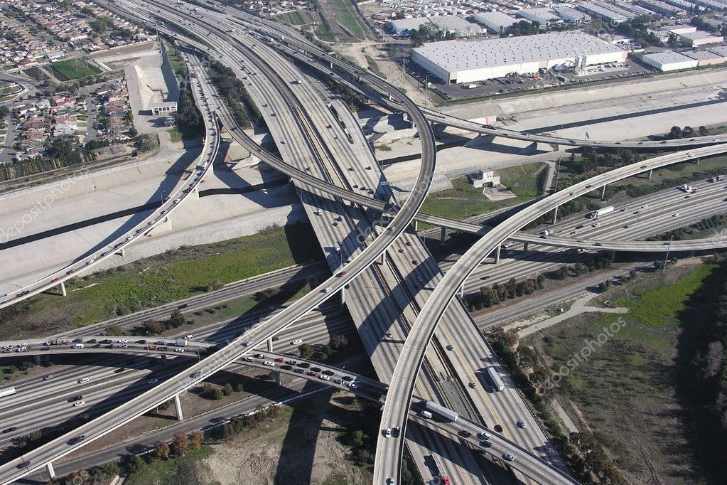 Los Angeles Freeway Interchange Aerial — Stock Photo © trekandshoot ...