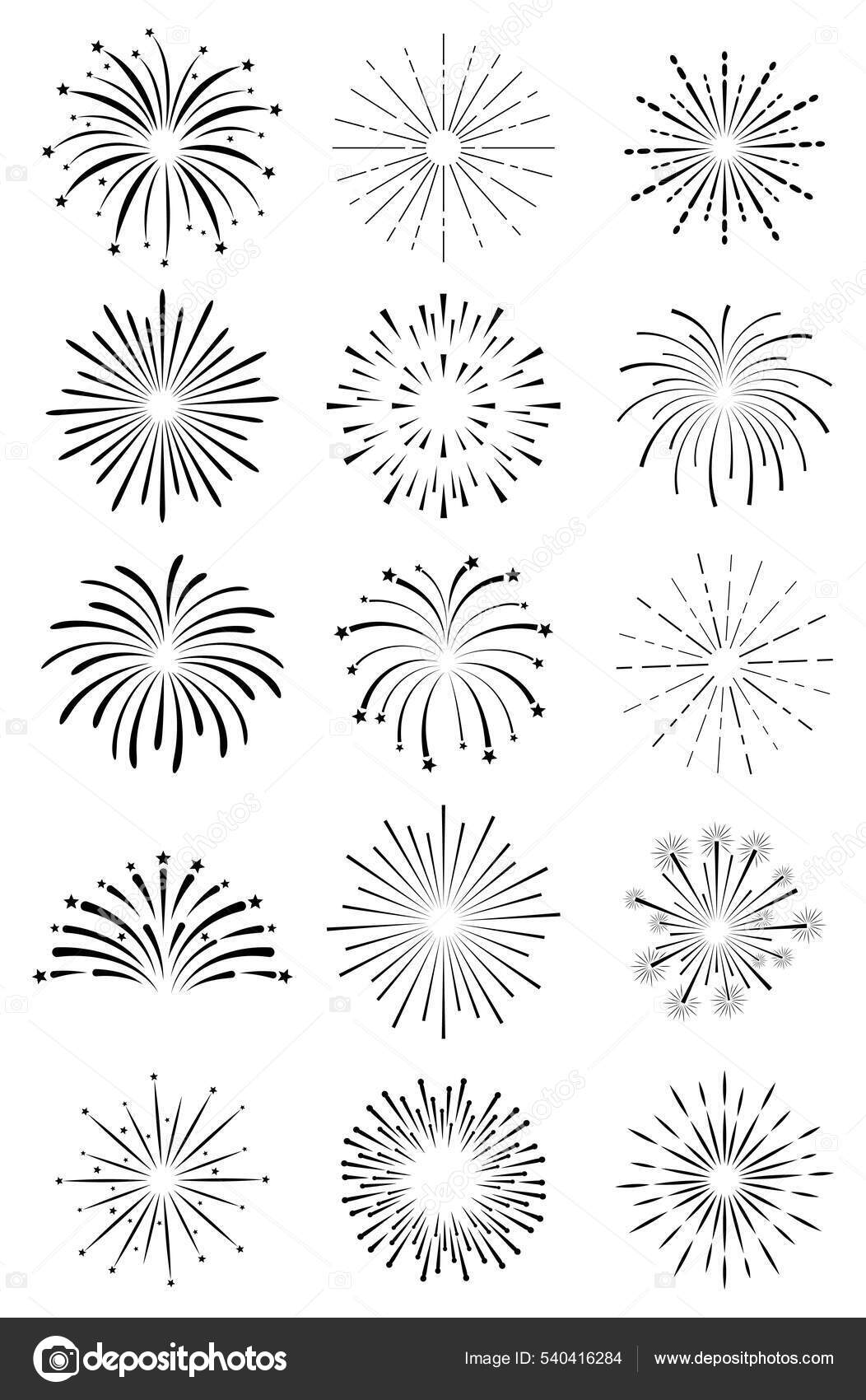 Set Fireworks Symbol Icons Stock Vector by ©graphixmania 540416284