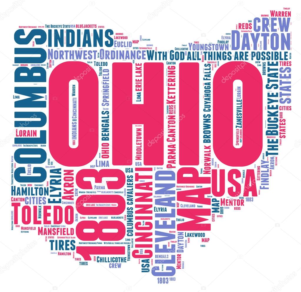 Ohio USA state map vector tag cloud illustration Stock Vector Image by ...