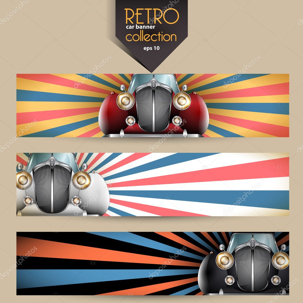 Vector retro car banner set Stock Vector Image by ©jugulator #42727481