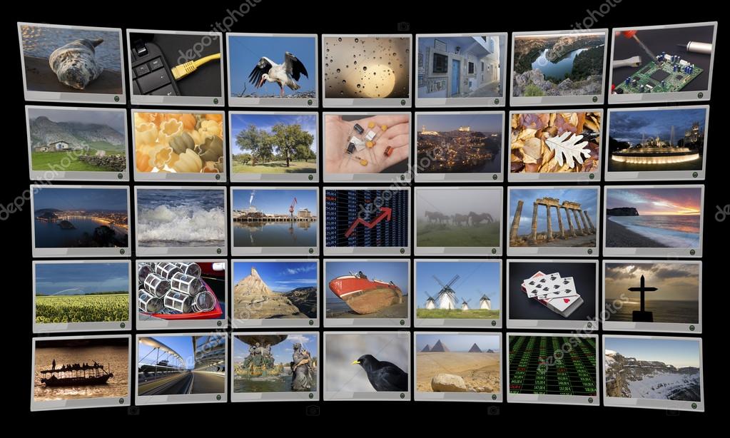 Widescreen HD displays with multiple images — Stock Photo © javiergil ...
