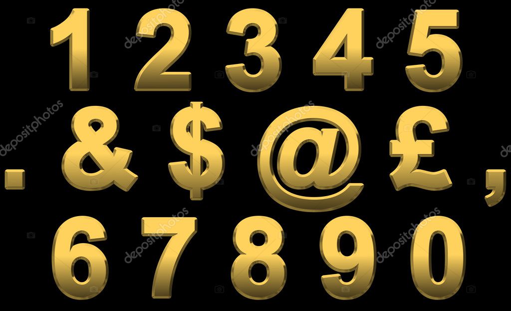 Gold Numbers & Punctuation — Stock Photo © jimiking #23472174