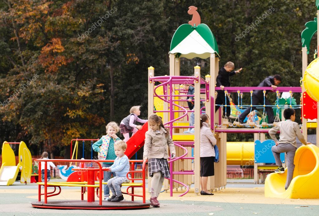 Children playing in an outdoor playground – Stock Editorial Photo ...
