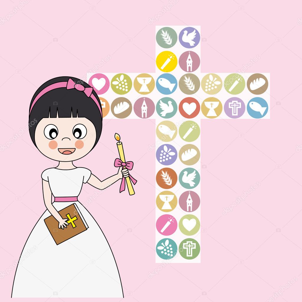 Primera Comunión niña — Archivo Imágenes Vectoriales #42458673