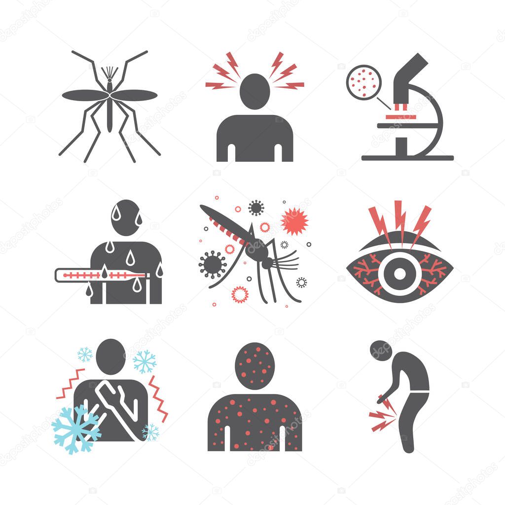 Icono de la malaria Infografías. Síntomas, tratamiento. Signos ...