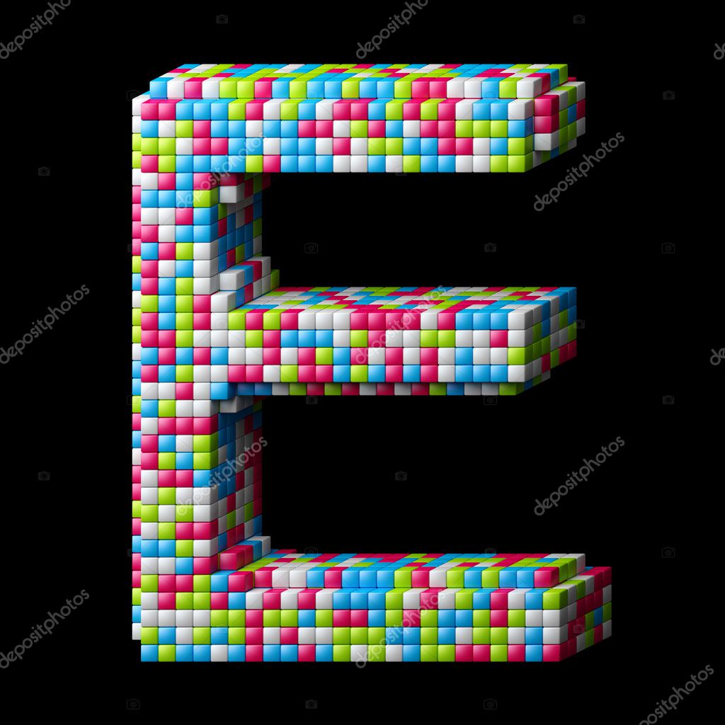 3d pixelated alphabet letter E — Stock Photo © madgooch #23215584