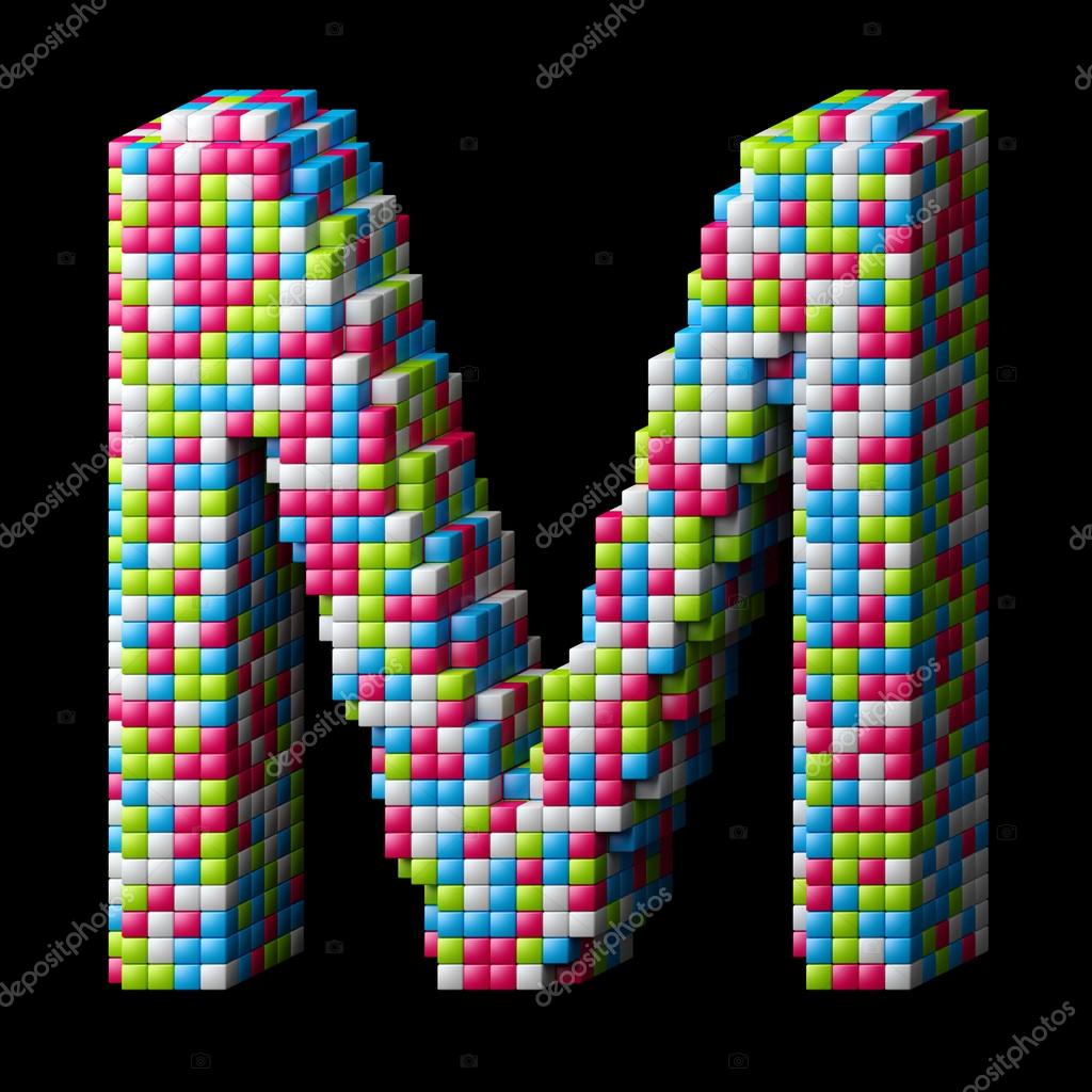 3d pixelated alphabet letter M — Stock Photo © madgooch #23215648