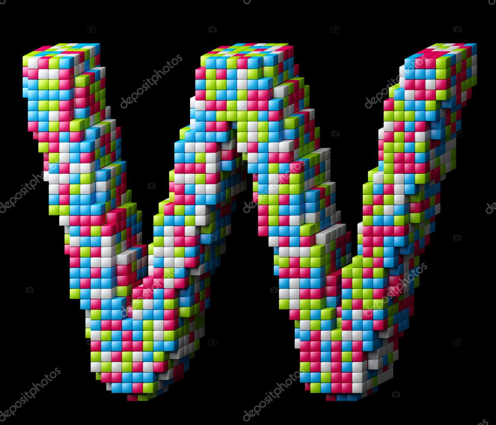 3d pixelated alphabet letter W Stock Photo by ©madgooch 23215698