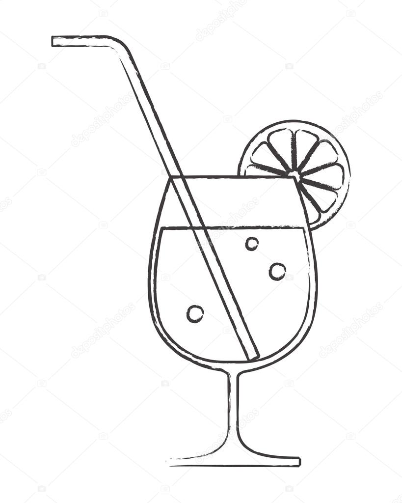 Cocktail glass with lemon and drinking straw — Stock Vector © nikolae ...