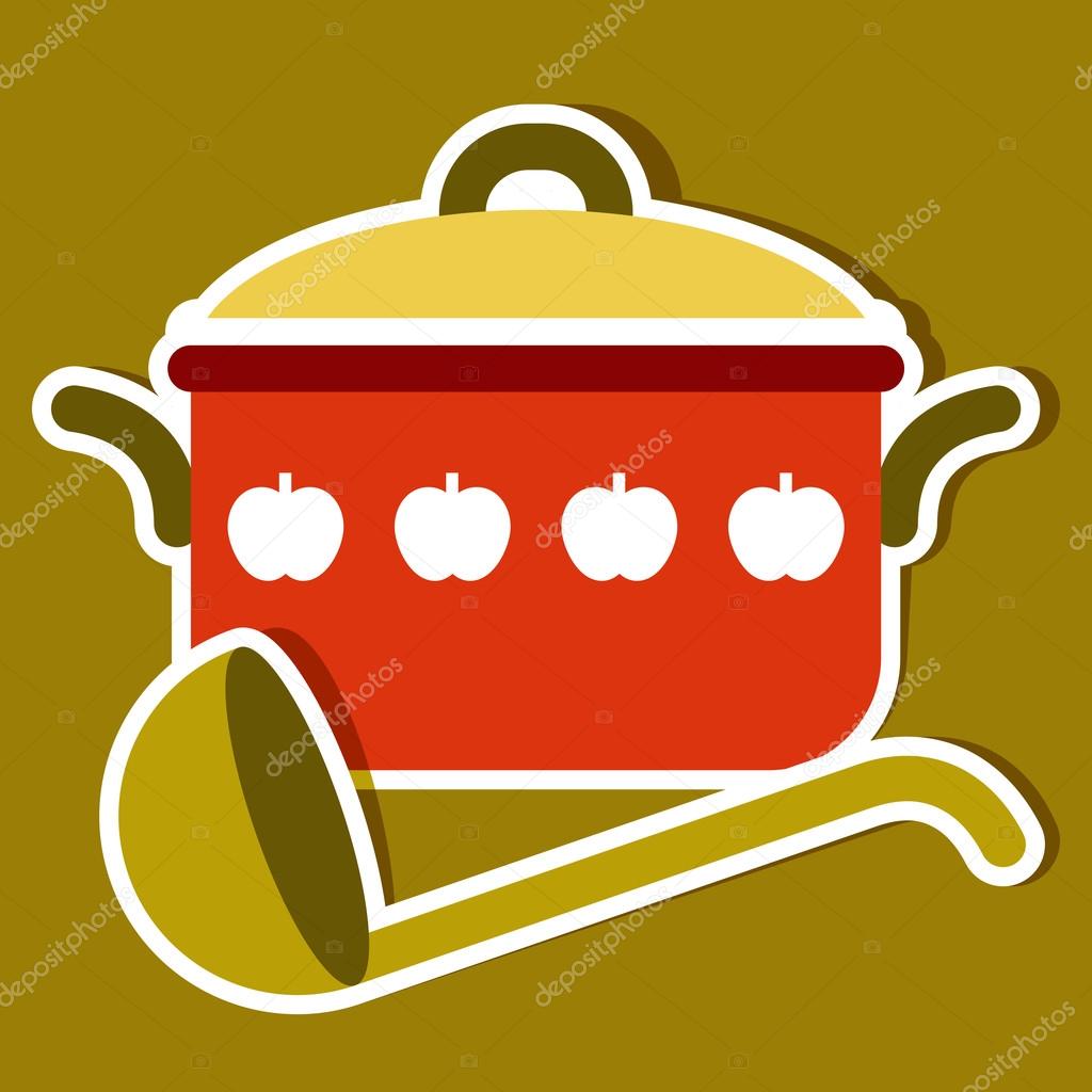 Cooking pot and ladle. Vector kitchen symbols — Stock Vector © nikolae ... Cooking pot and ladle. Vector kitchen symbols — Stock Vector © nikolae ...