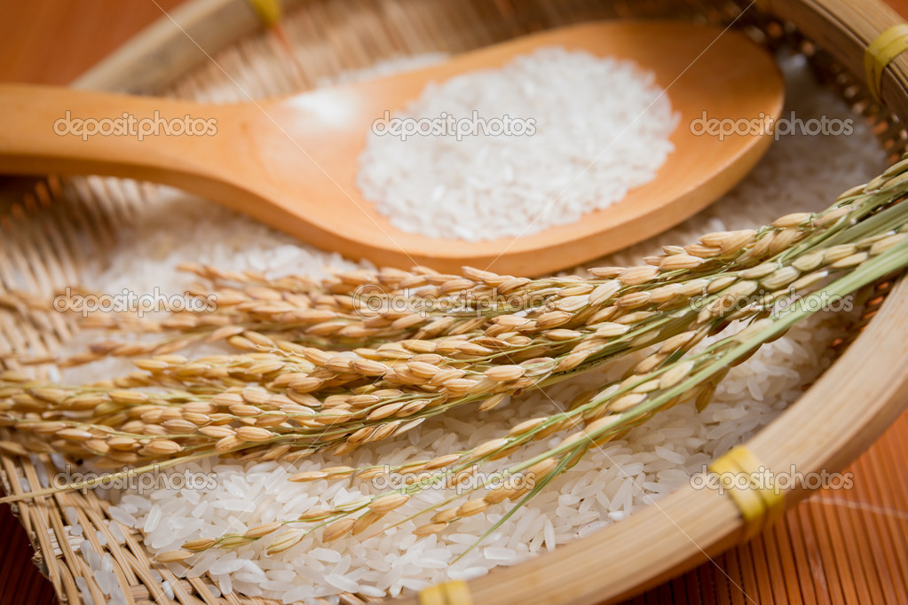 The rice,scoop in a bamboo basket Stock Photo by ©roseburn3djob 14693247