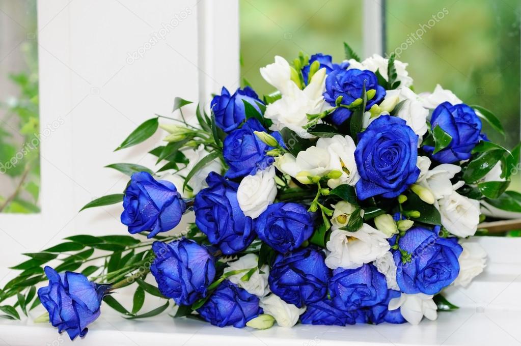 Brides bunch of blue roses Stock Photo by ©KMWPhotography 13936138