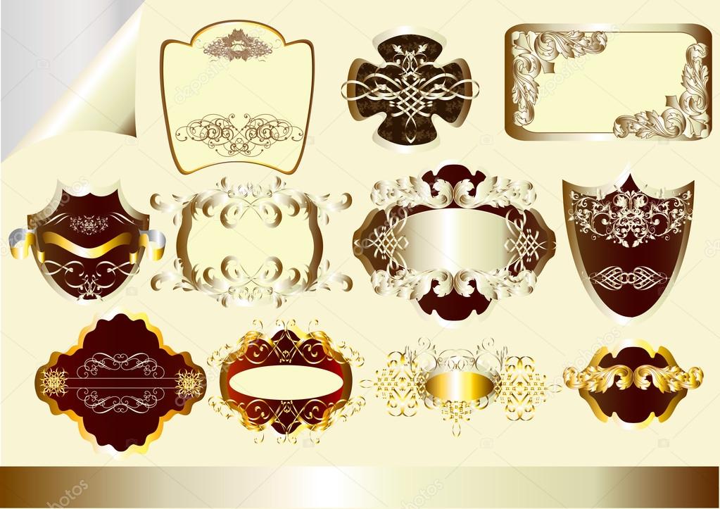 Gold and silver framed vector labels set ⬇ Vector Image by ...