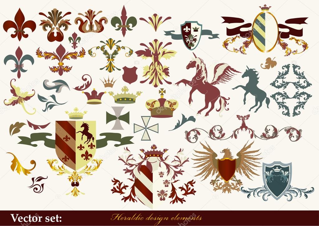 Heraldry elements for your heraldic design projects — Stock Vector ...
