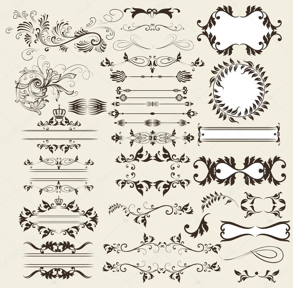 Calligraphic retro vector elements and page decorations Stock Vector ...