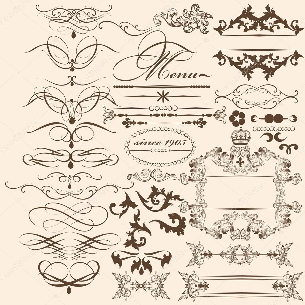 Collection of vintage vector design elements and page decoration ⬇ ...