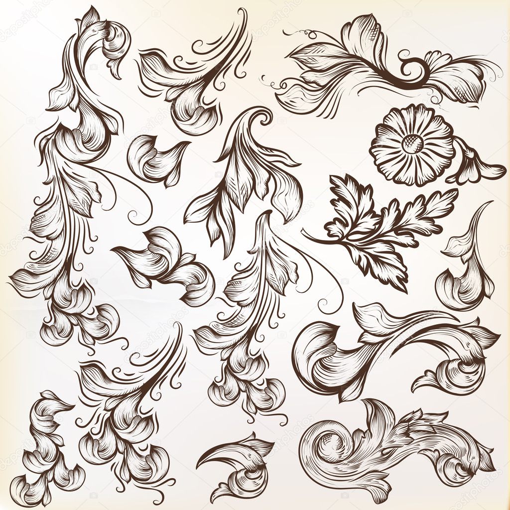 Set of vintage vector swirls for design Stock Vector Image by ...
