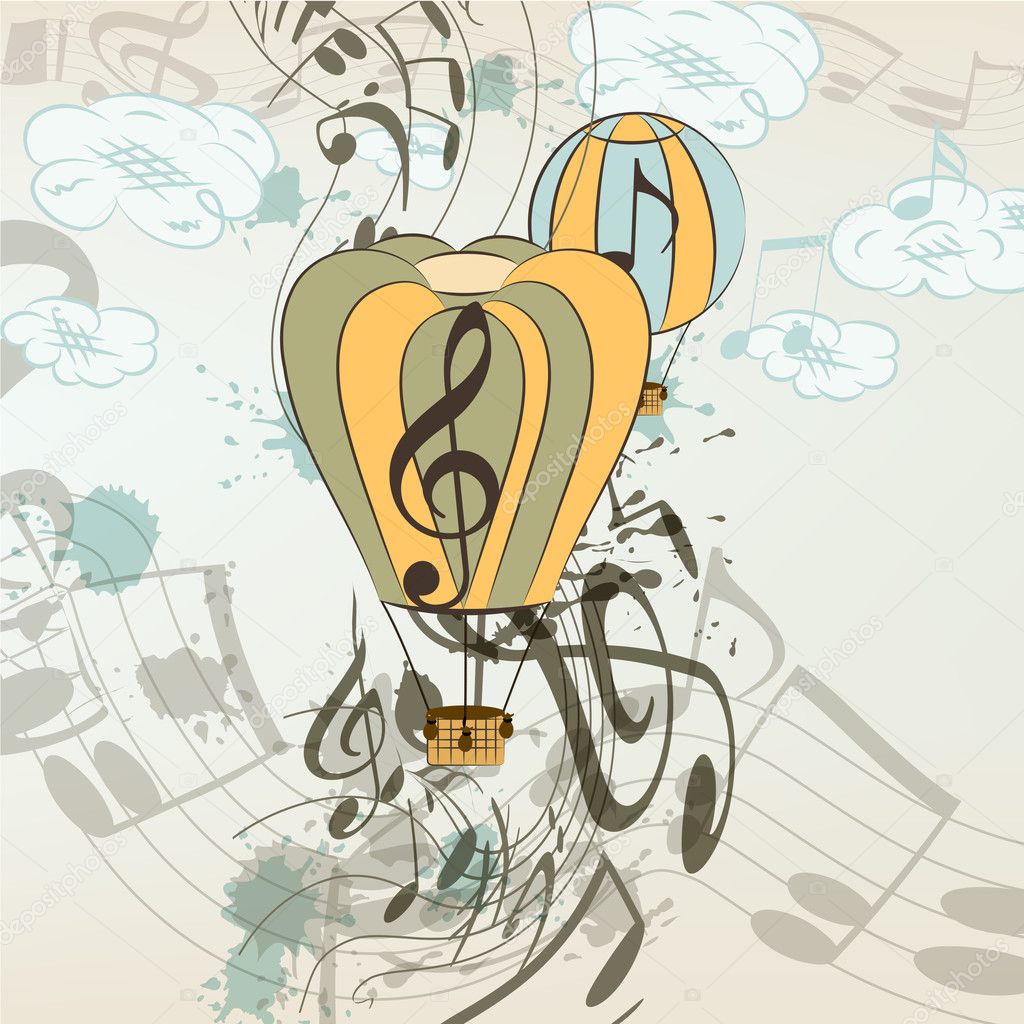 Cute hand drawn air balloon and notes Stock Vector Image by ...