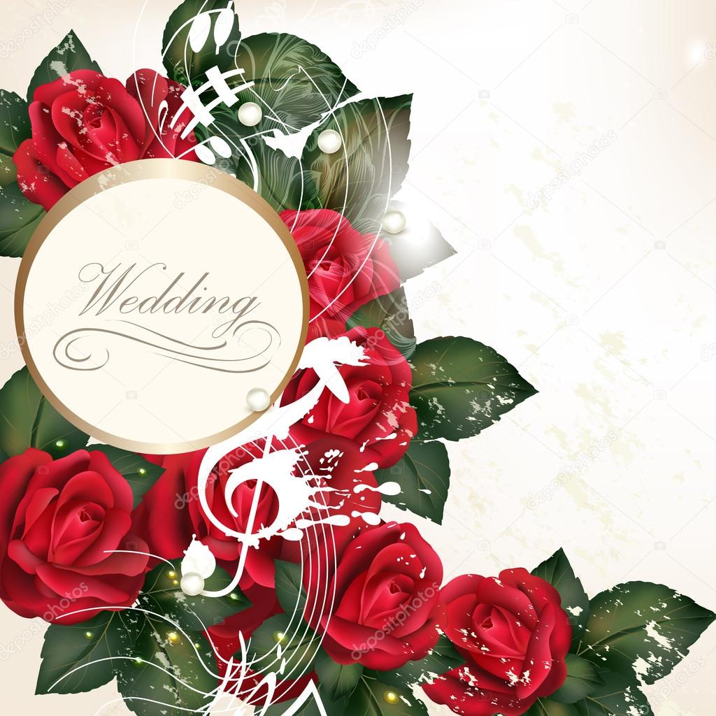 Wedding background with red roses for design Stock Vector Image by ...
