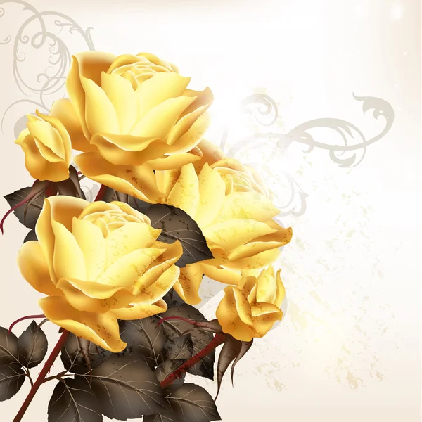 Background with pretty beige roses in vintage style Stock Vector Image ...