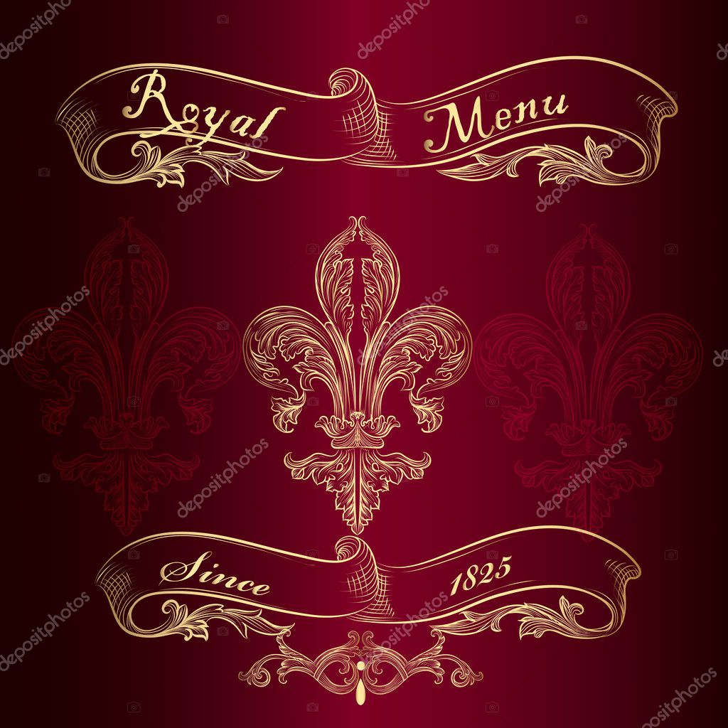 Royal menu design with fleur de lis — Stock Vector © MashaKotscur #35904361