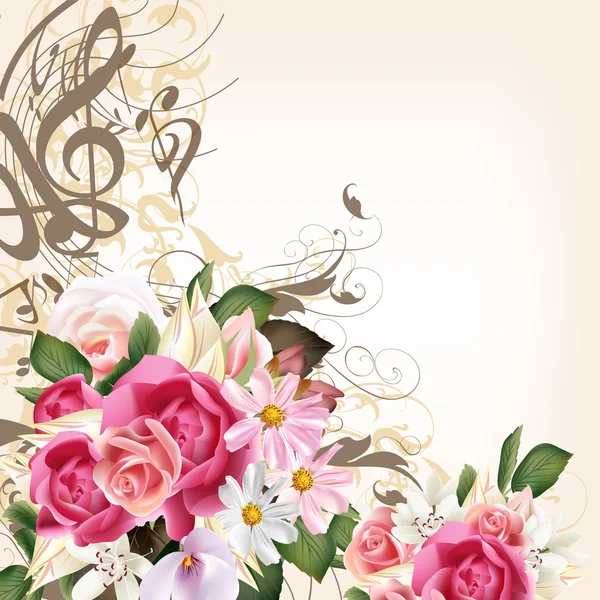 Background with pretty beige roses in vintage style Stock Vector Image ...