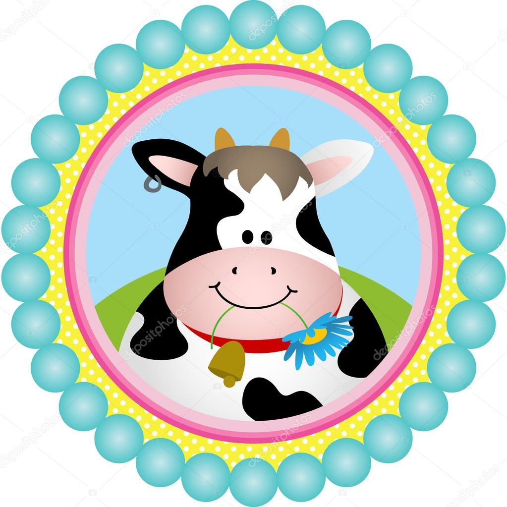 Cute Cow Round Label Stock Vector by ©socris79 45463017