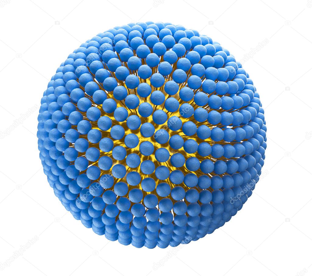 Ilustración médica 3D de una estructura de micela monocapa con una ...