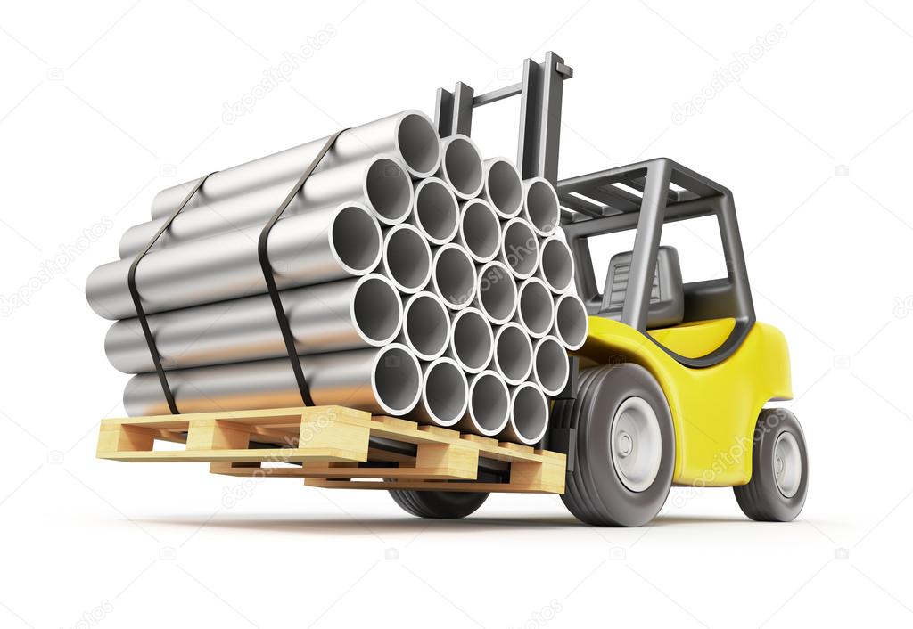 Metal pipe on the forklift Stock Photo by ©mipan 44141125