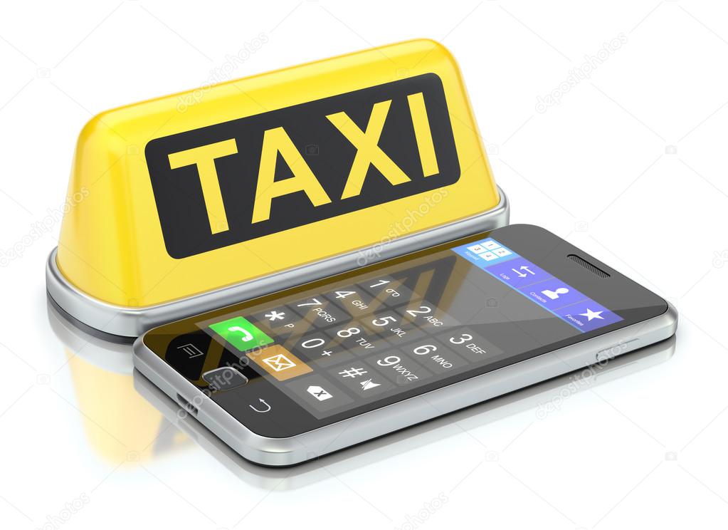 Taxi sign and mobile phone — Stock Photo © mipan #45362721