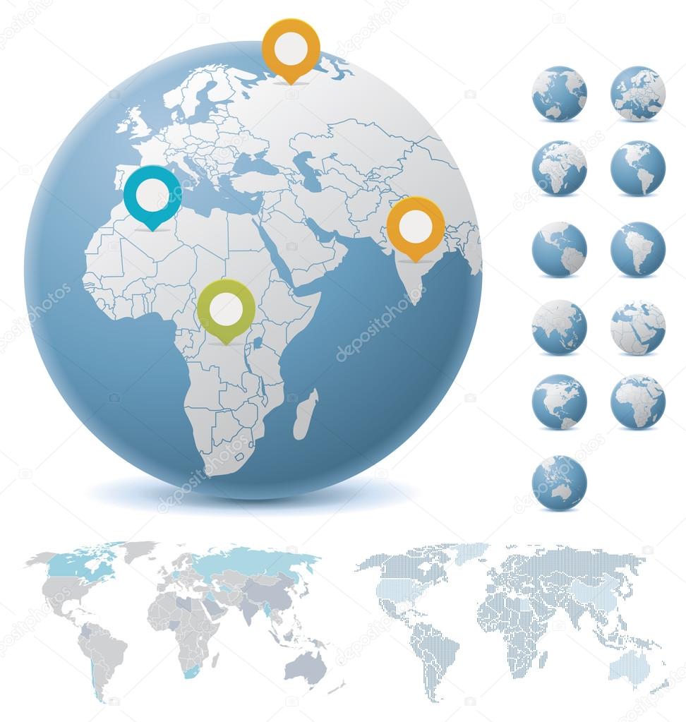 World maps and globes Stock Vector by ©tele52 31096093