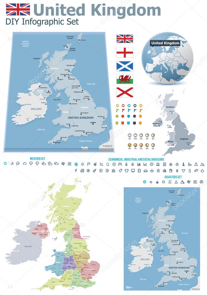 United Kingdom maps with markers Stock Vector Image by ©tele52 #31391143