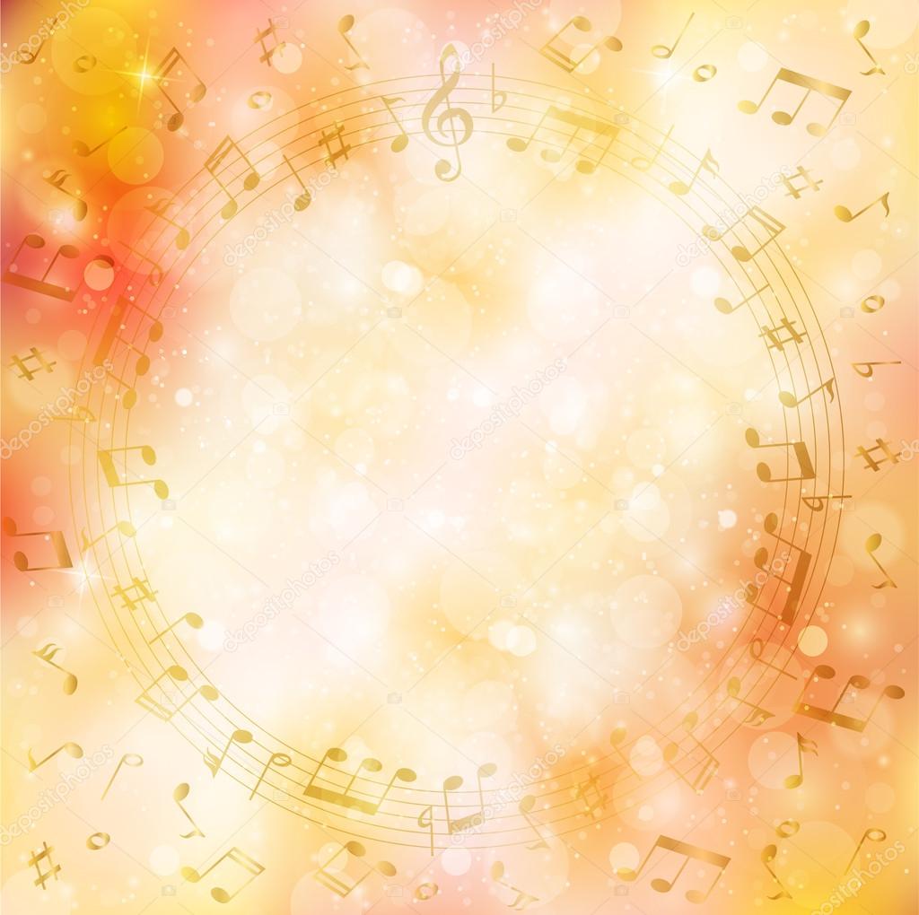 Orange Music Notes Background