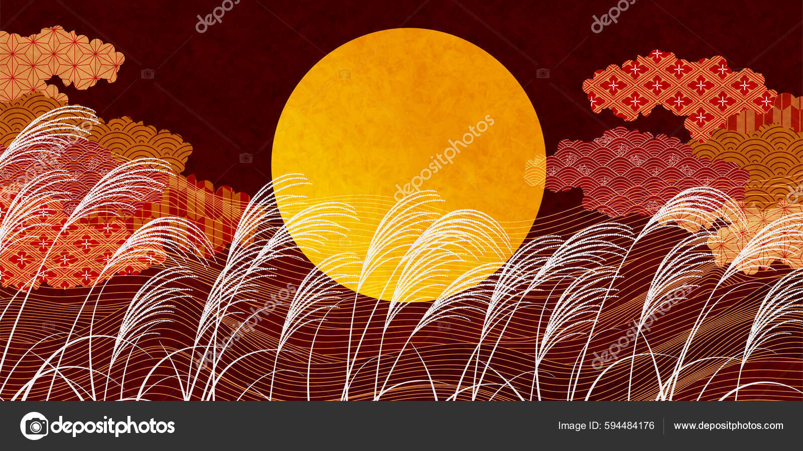 Autumn Moon Viewing Japanese Pattern Background Stock Vector Image by ...