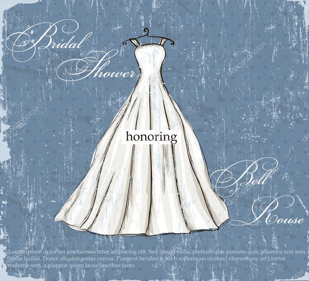 Vintage Wedding Dress Clip Art
