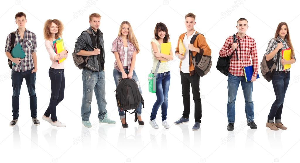 Large group of smiling students Stock Photo by ©opolja 22992528