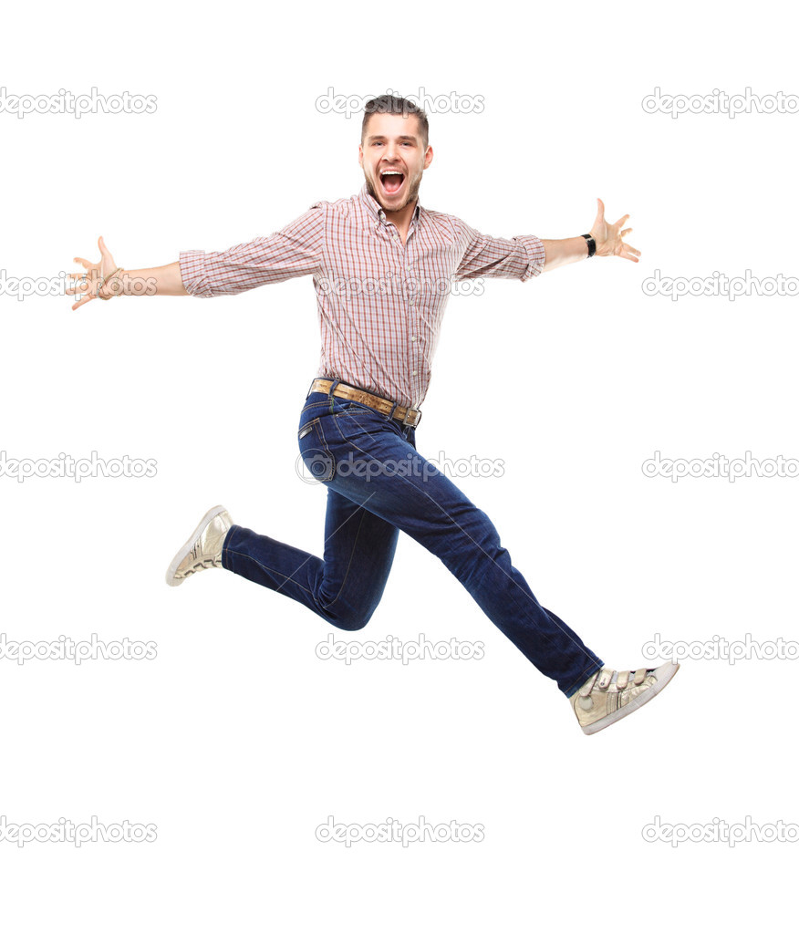 Hombre guapo saltando — Foto de stock #39611443 © opolja