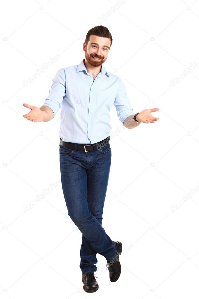 Happy man with open arms Stock Photo by ©opolja 49767661
