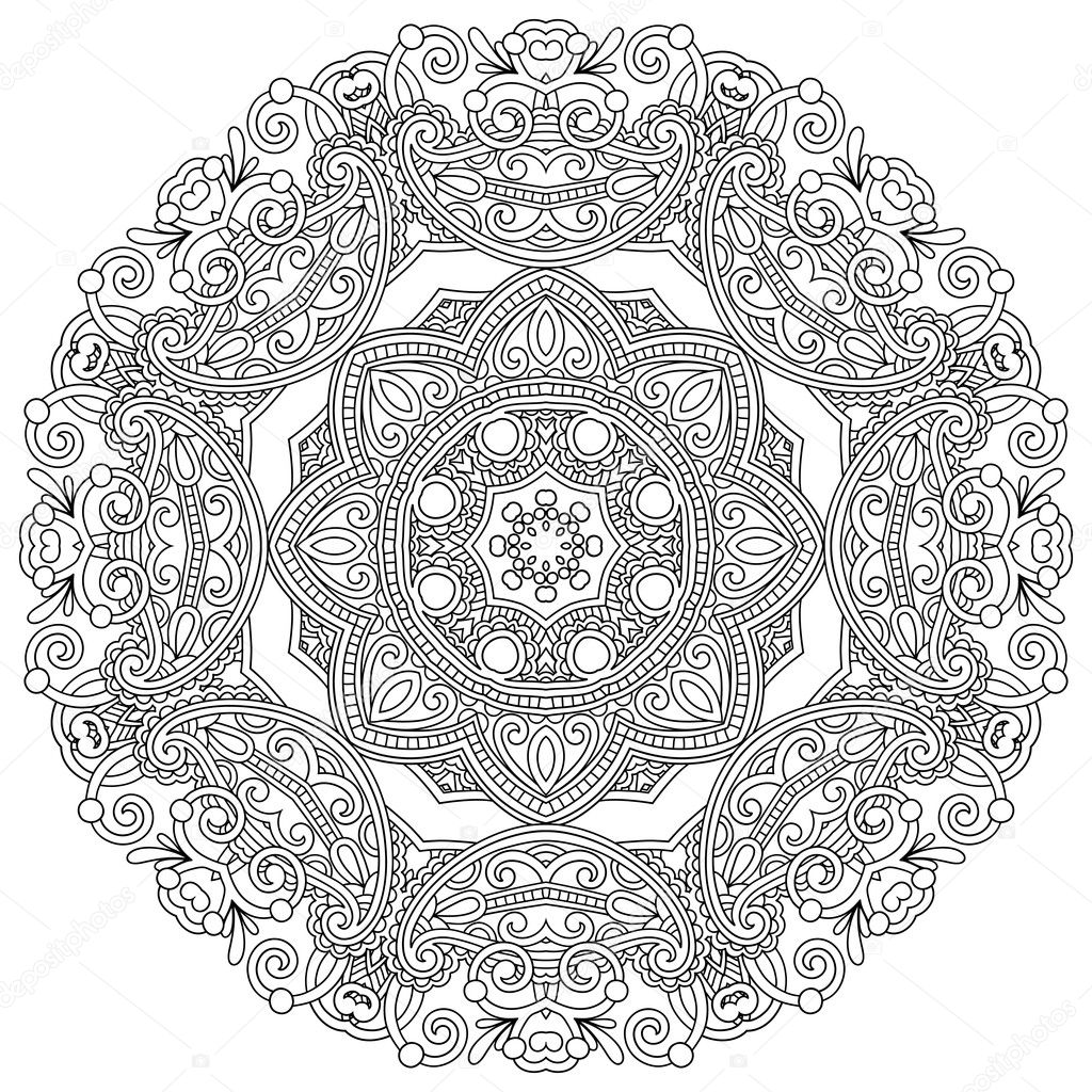 Adorno de círculo, encaje redondo ornamental blanco y negro Vector de ...