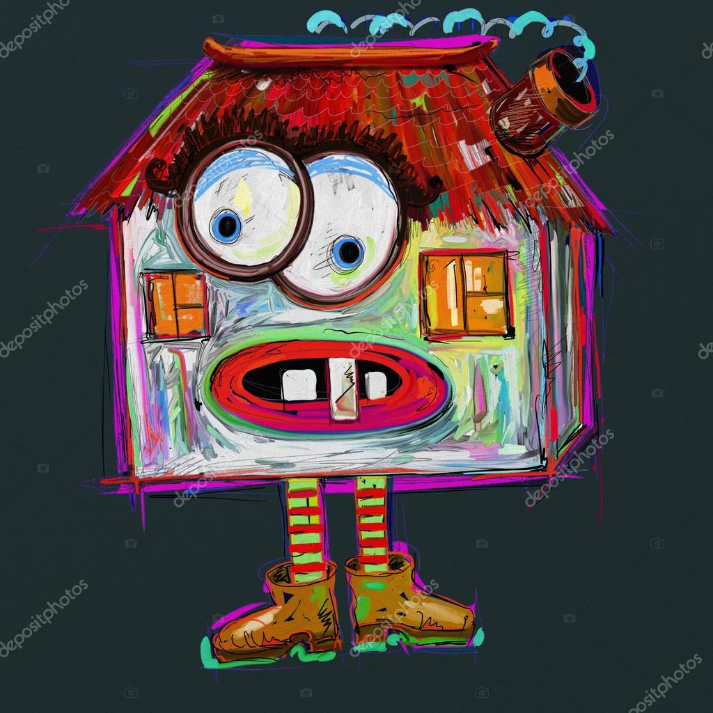 Doodle terrible house, digital painting illustration Stock Illustration ...