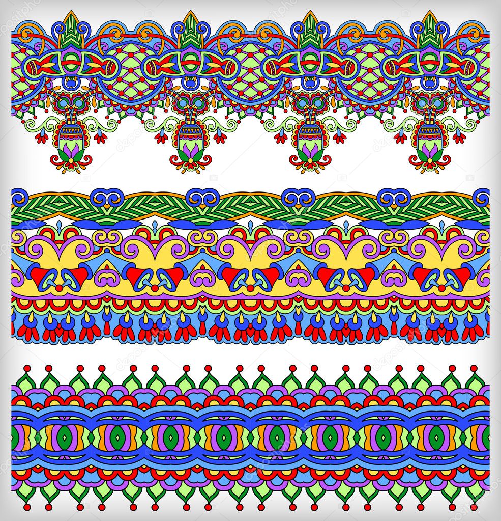 Collection of seamless ornamental floral stripes Stock Vector by ...