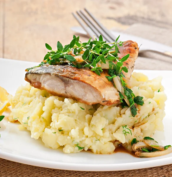 Fried fish with mashed potatoes Stock Photo by ©timolina 46646467