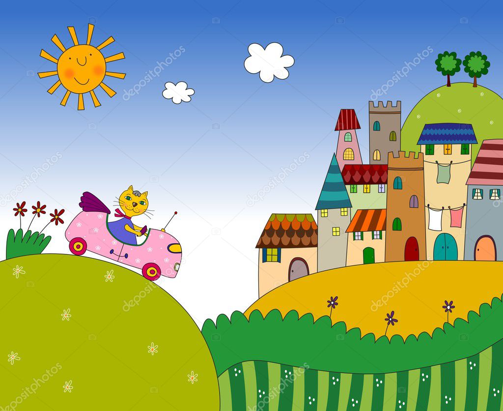 Little cat driving the car on count Stock Illustration by ©evarin20 ...