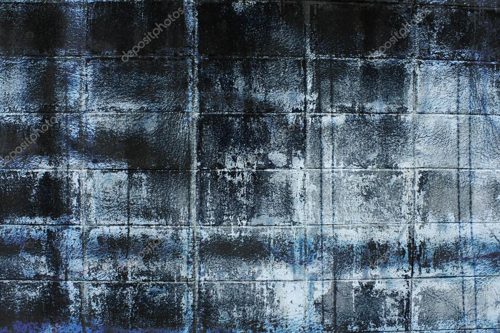 Aged, super-grunge concrete wall in dark, cold color tones — Stock ...