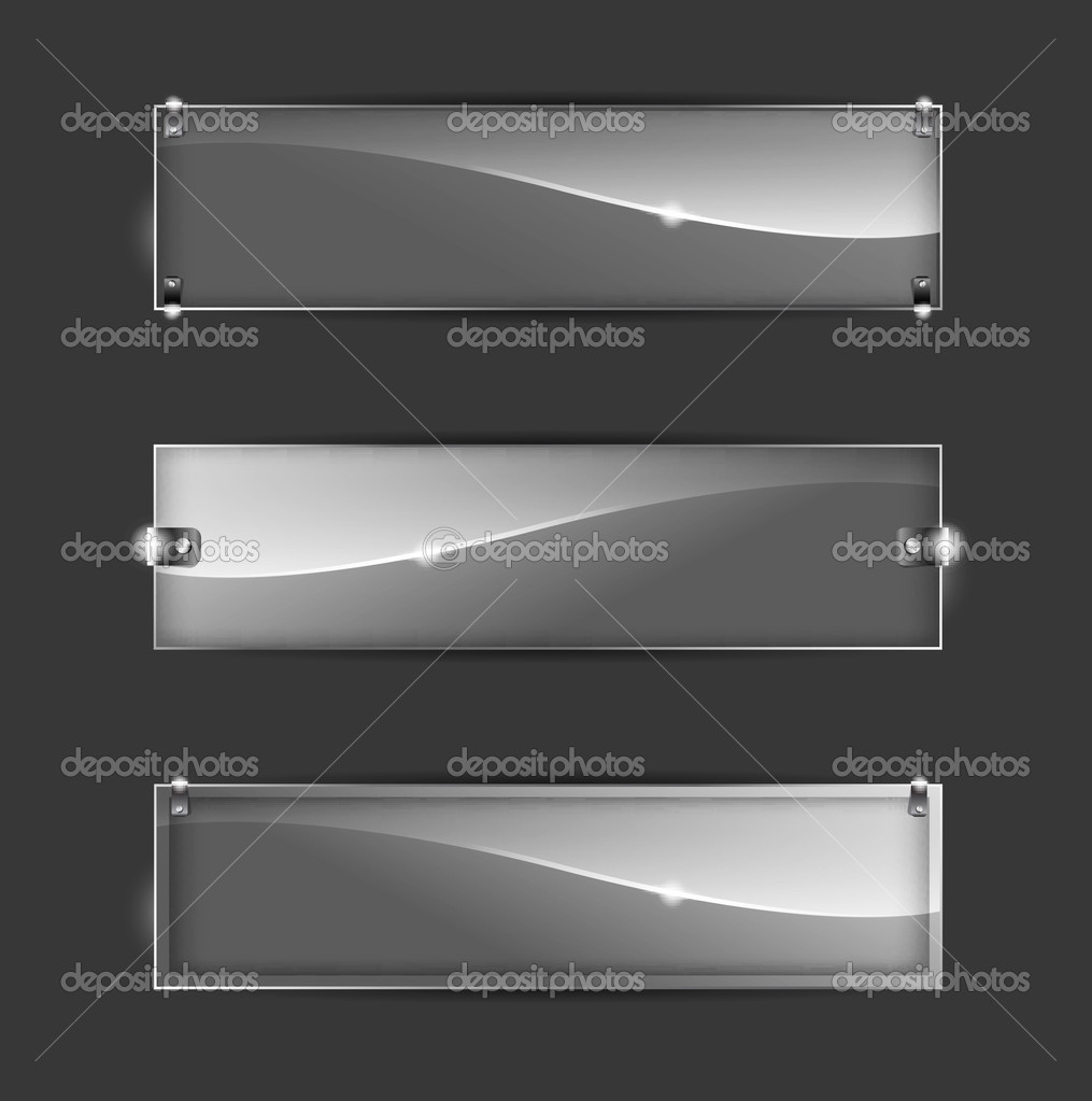 Collection abstract glass banner design Horizontal, vector illus ...