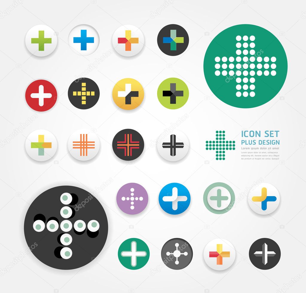 Icons plus design set , can be used for infographics , graphic Stock ...
