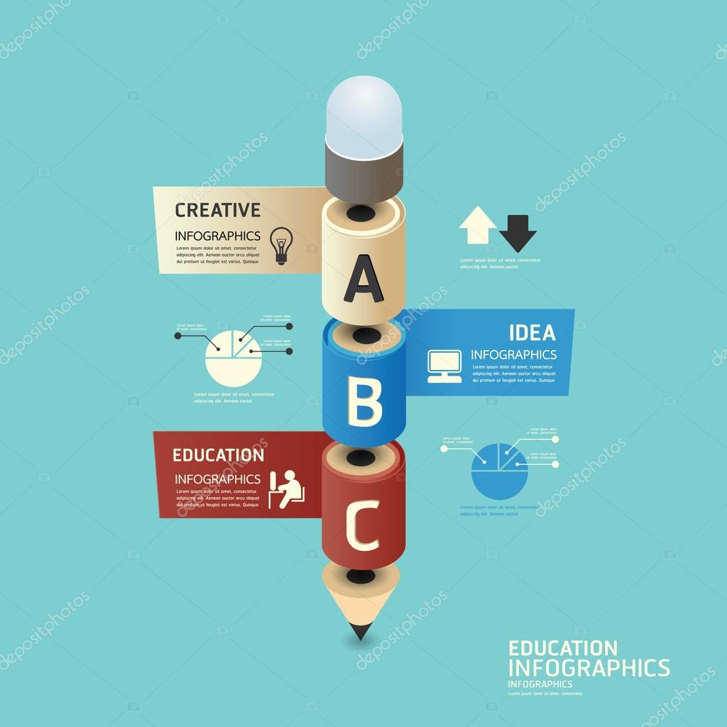 Colorful pencil infographics — Stock Vector © pongsuwan #40136121
