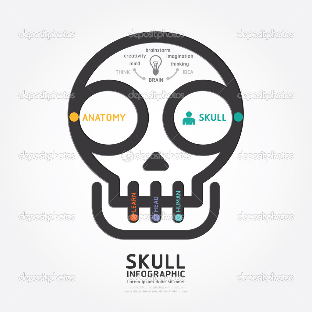 Infographics skull and brain design Stock Vector by ©pongsuwan 49561577